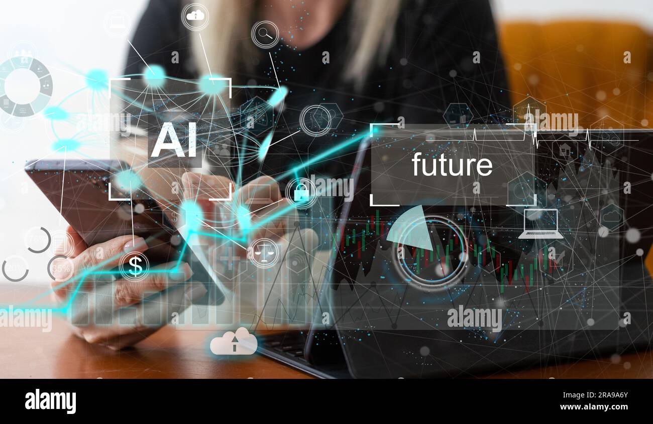 Chatbot Chat AI concept, Artificial Intelligence. Businessman using ...