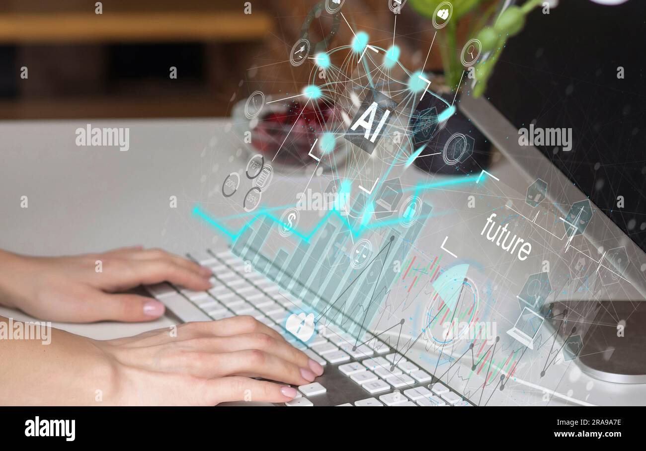 Chatbot Chat AI concept, Artificial Intelligence. Businessman using ...