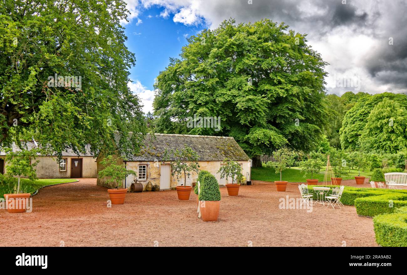 Fyvie Castle Fyvie Aberdeenshire Scotland the walled garden in early ...