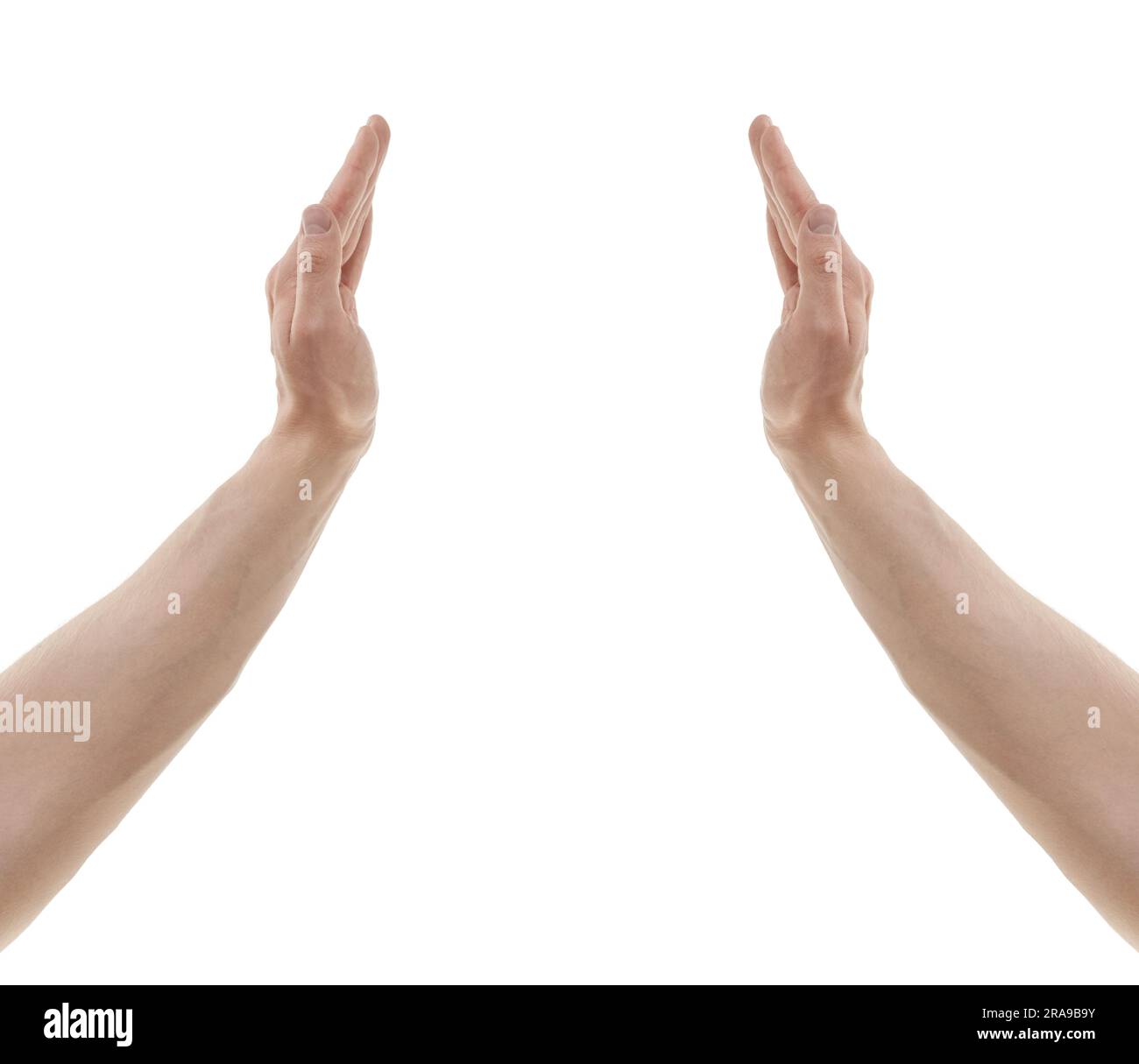 Man hand to protecting something isolated on white background, photo ...