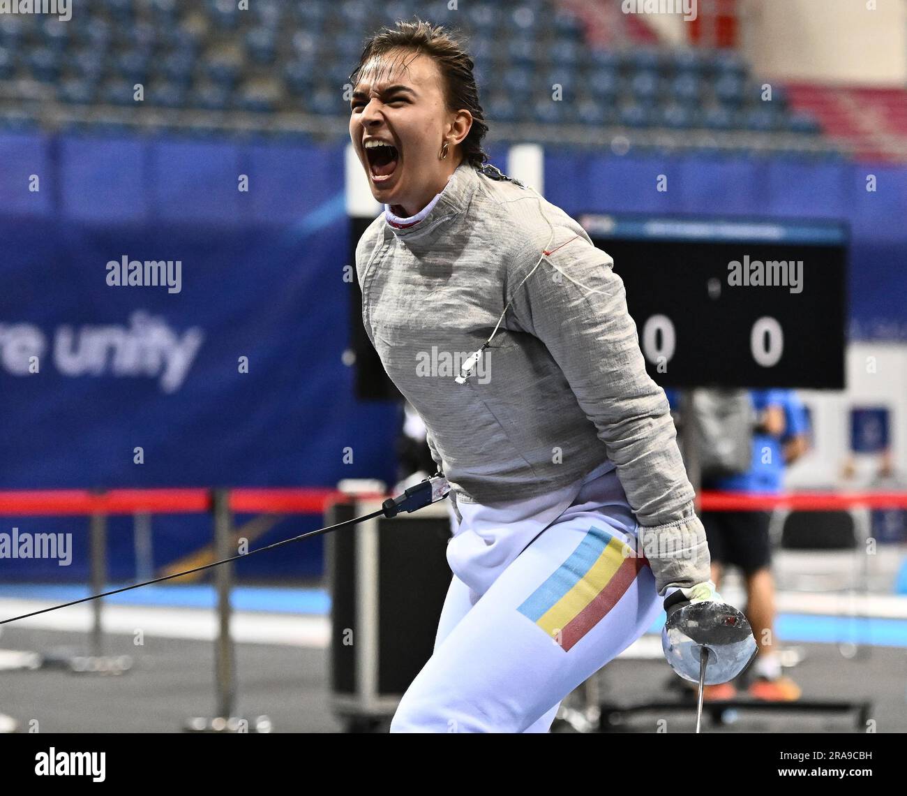 KRAKOW, POLAND 27 JUNE: Ilinca Pantis of Romania during Fencing Women's ...