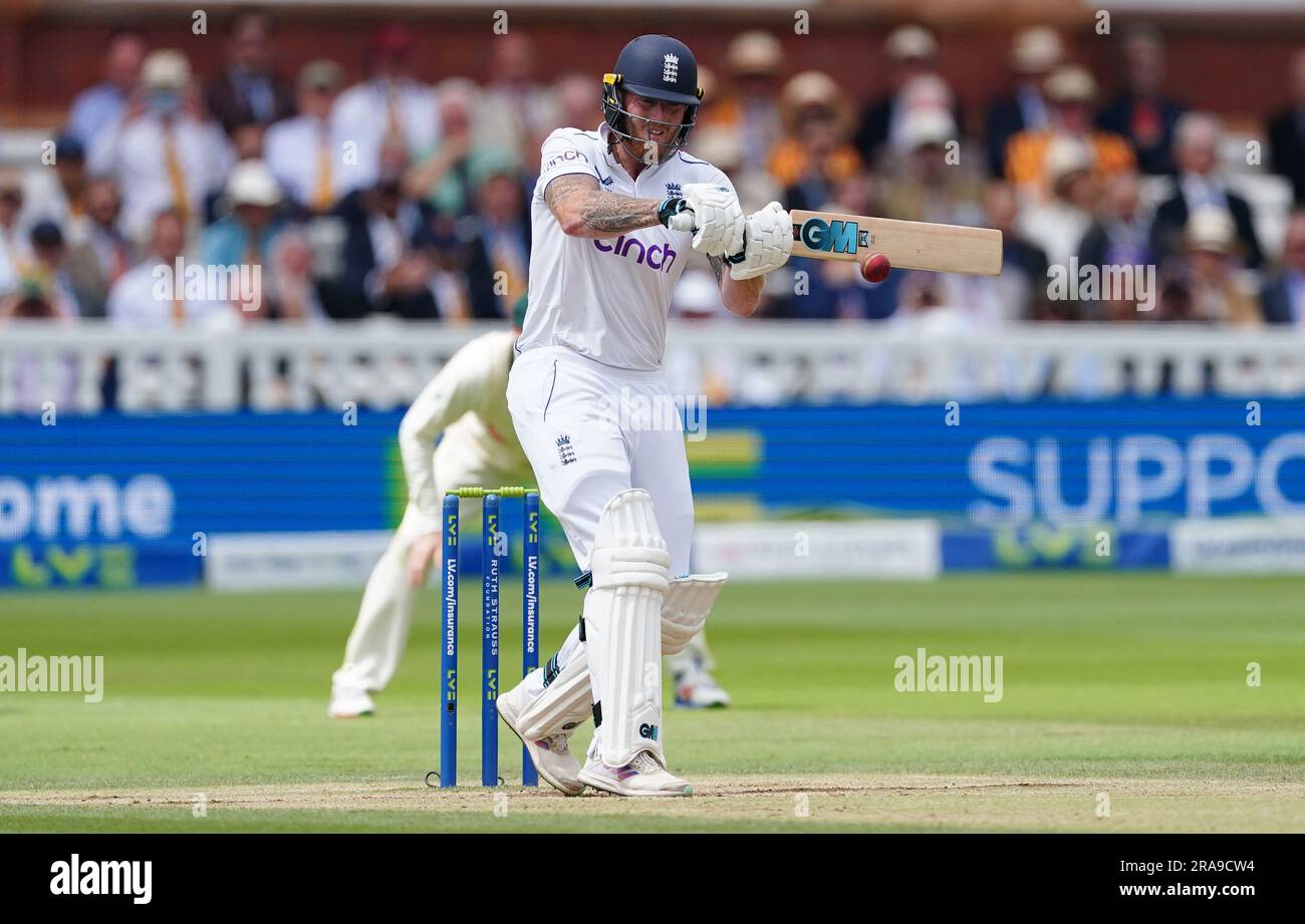 England's Ben Stokes bats during day five of the second Ashes test ...