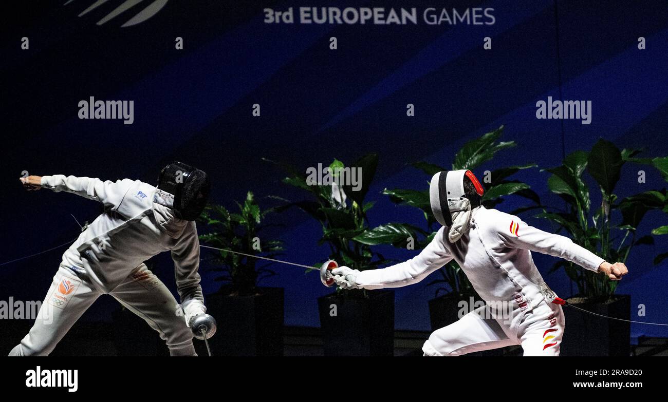 KRAKOW, POLAND 27 JUNE: Tristan Tulen of Netherlands during Fencing ...