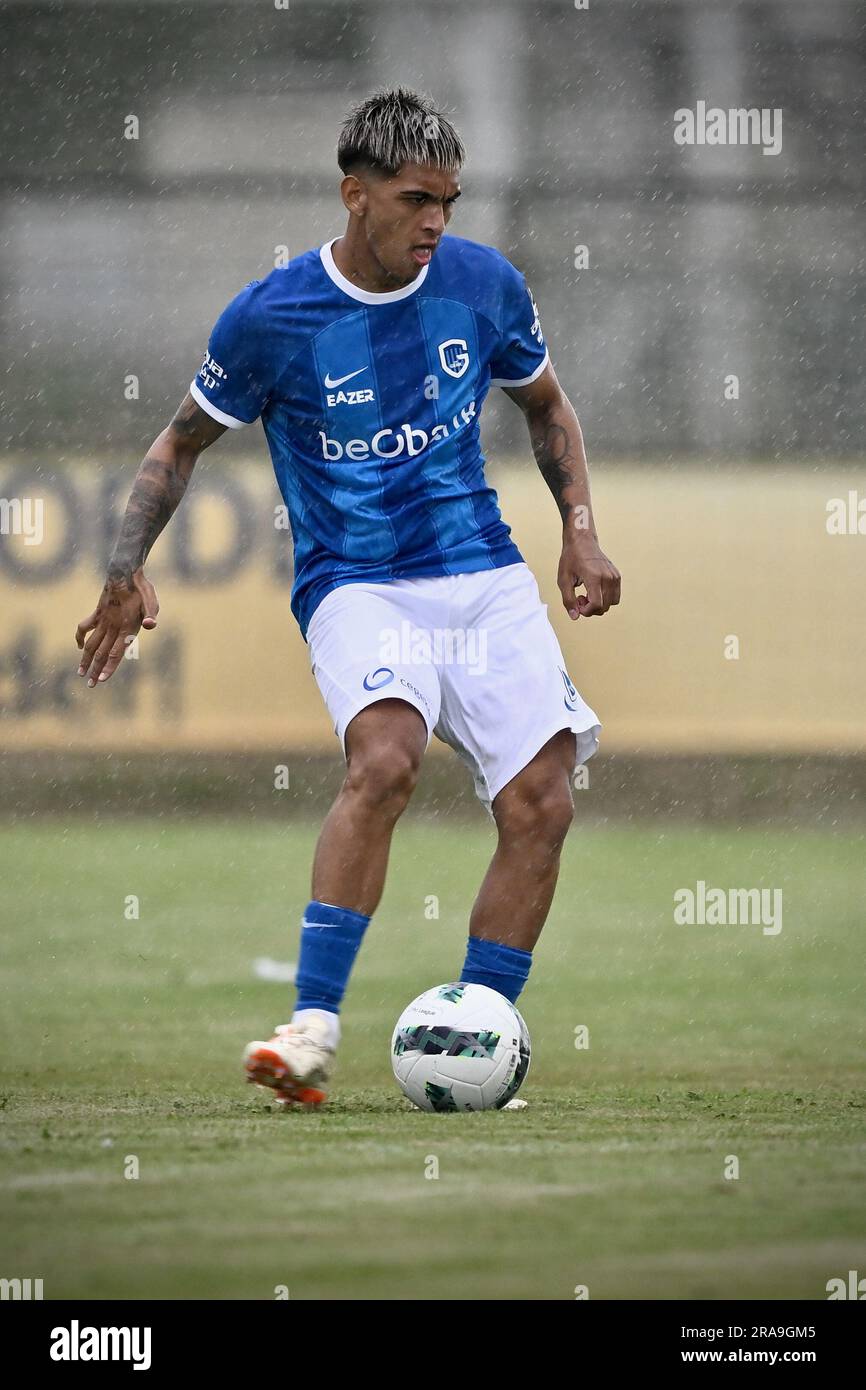 Genk, Belgium. 01st July, 2023. Genk's Matias Galarza pictured in ...