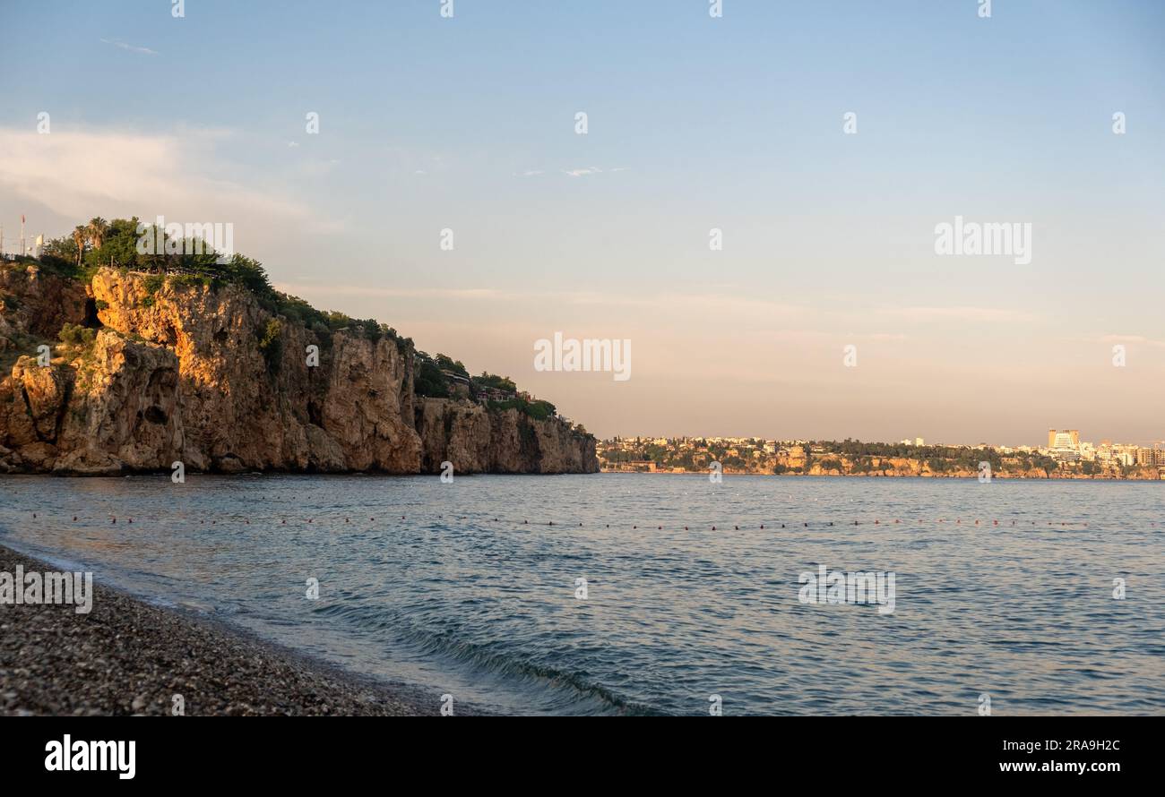 Aerial view of scenic and popular beach in Antalya resort town Stock ...