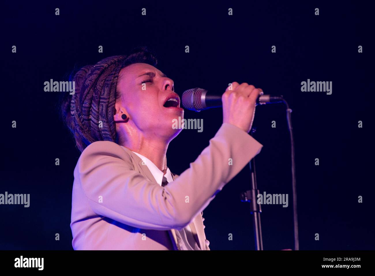 Rome, Italy. 01st July, 2023. Italian singer-songwriter Amara during ...