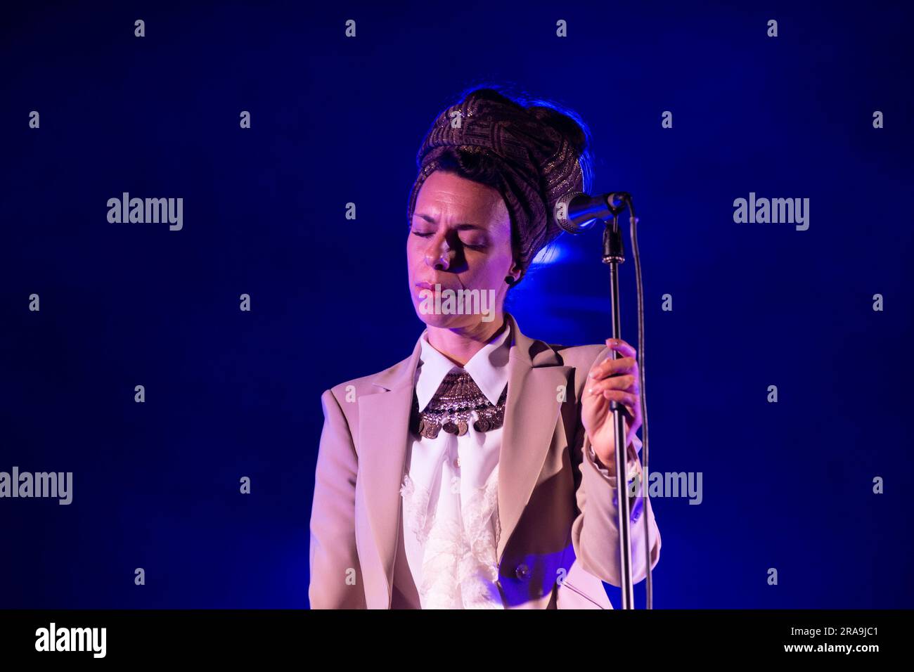 Rome, Italy. 01st July, 2023. Italian singer-songwriter Amara during ...
