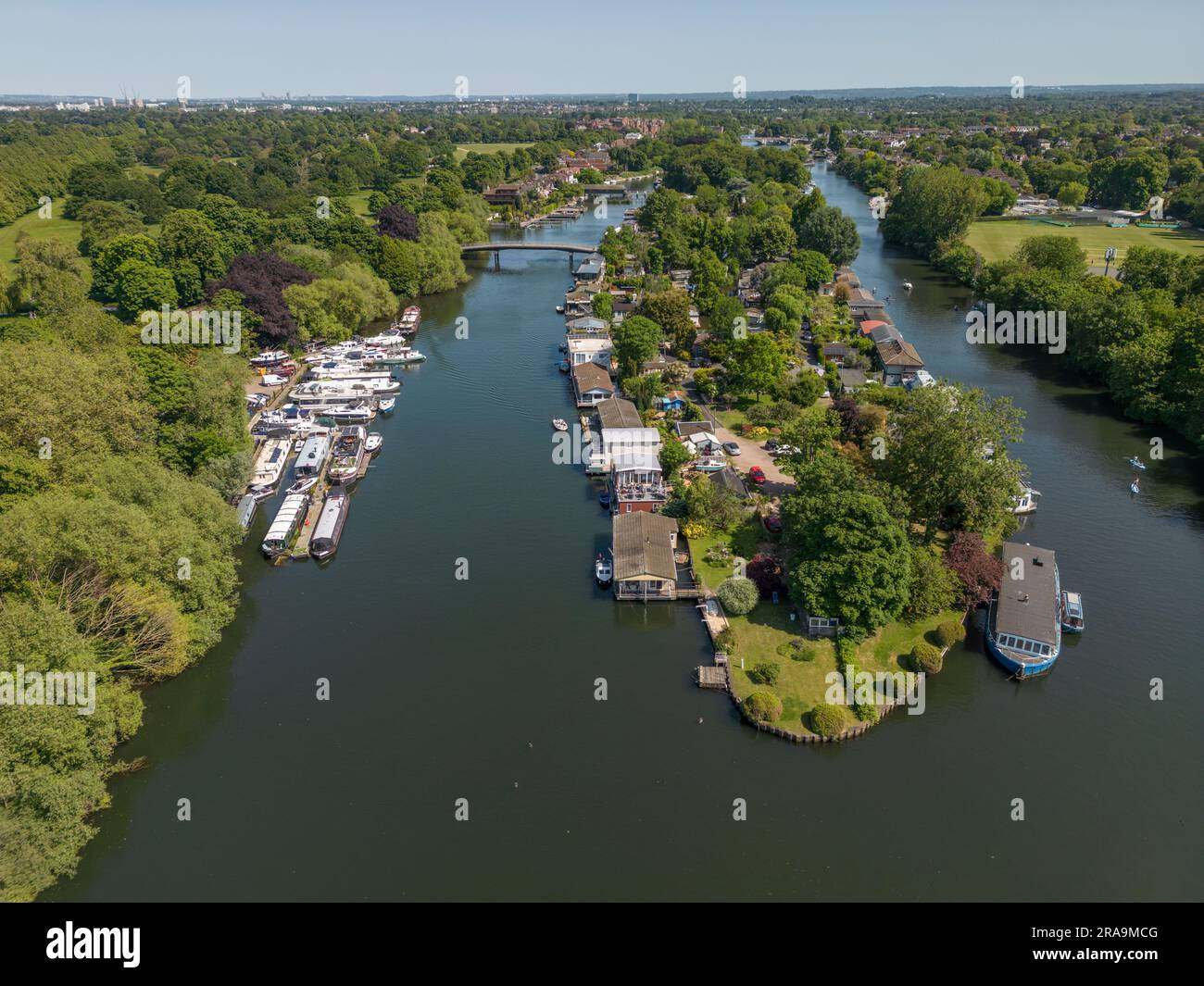 Aerial view river boats hi-res stock photography and images - Alamy
