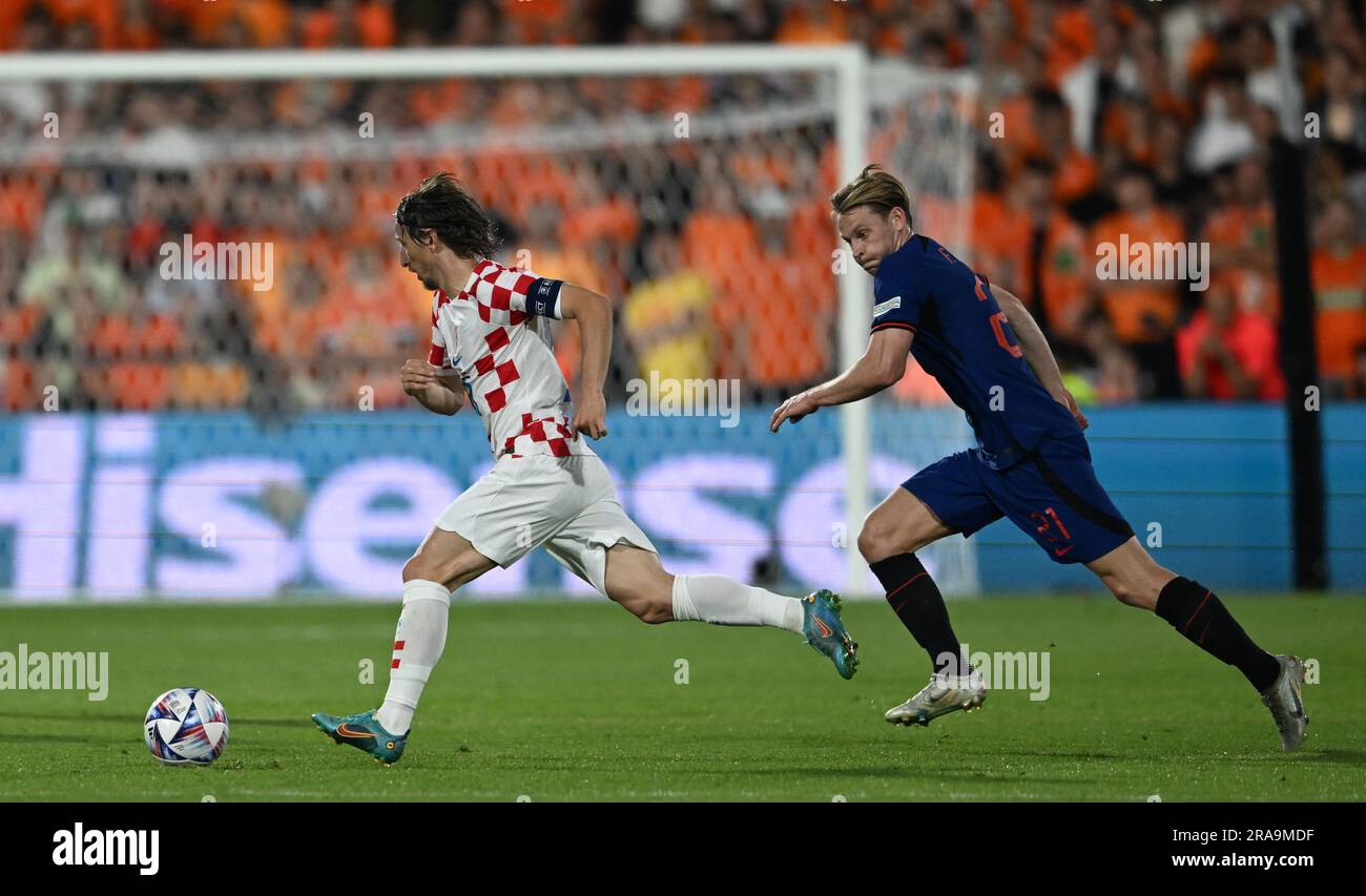 ROTTERDAM, NETHERLANDS - JUNE 14: Luka Modric of Croatia and Frenkie de ...