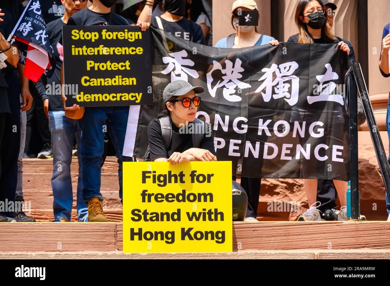 Toronto, Canada - July 1, 2023: People protesting against Foreign ...