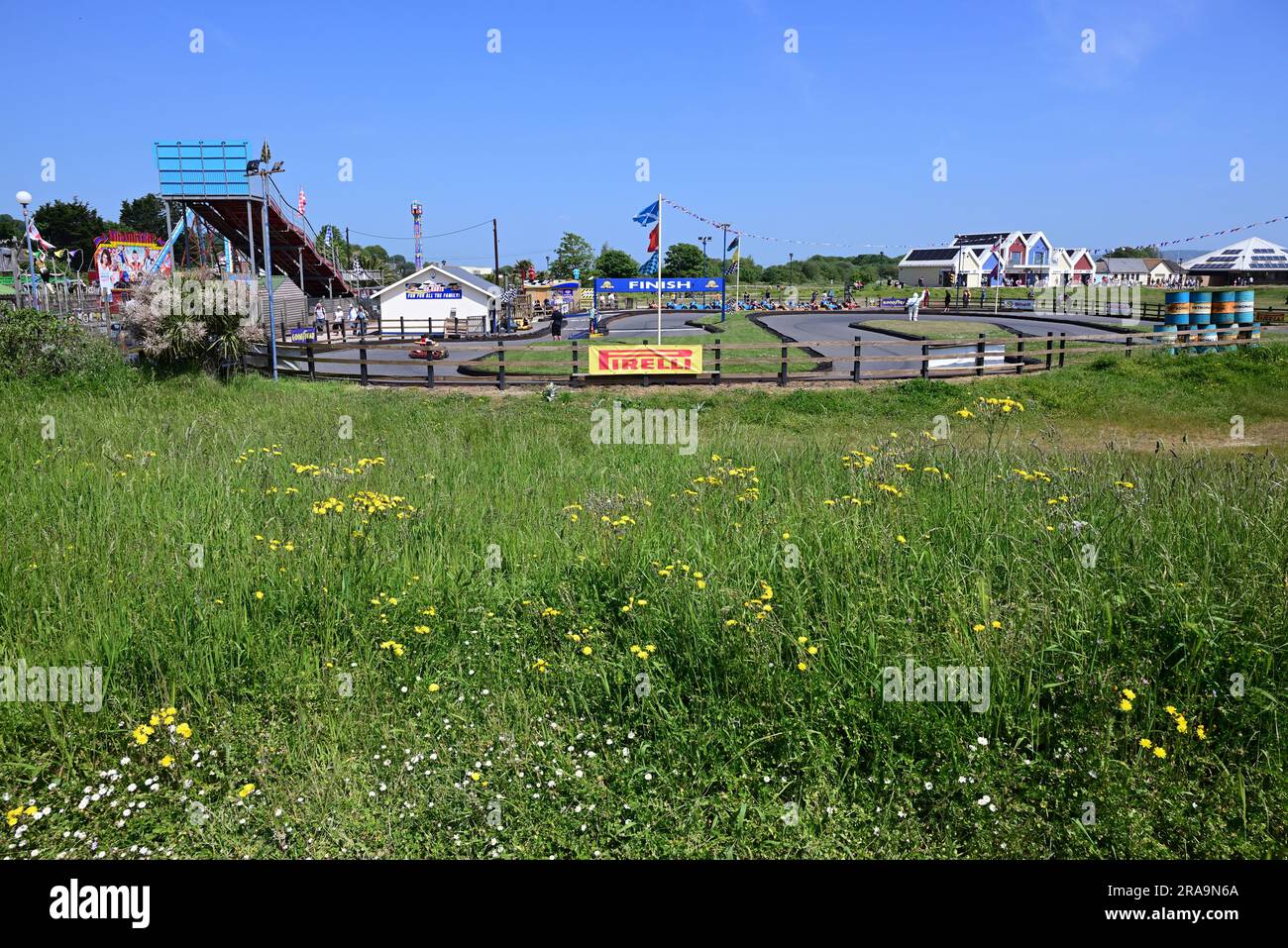Go-Karts and other amusements at Dawlish Warren, South Devon Stock ...