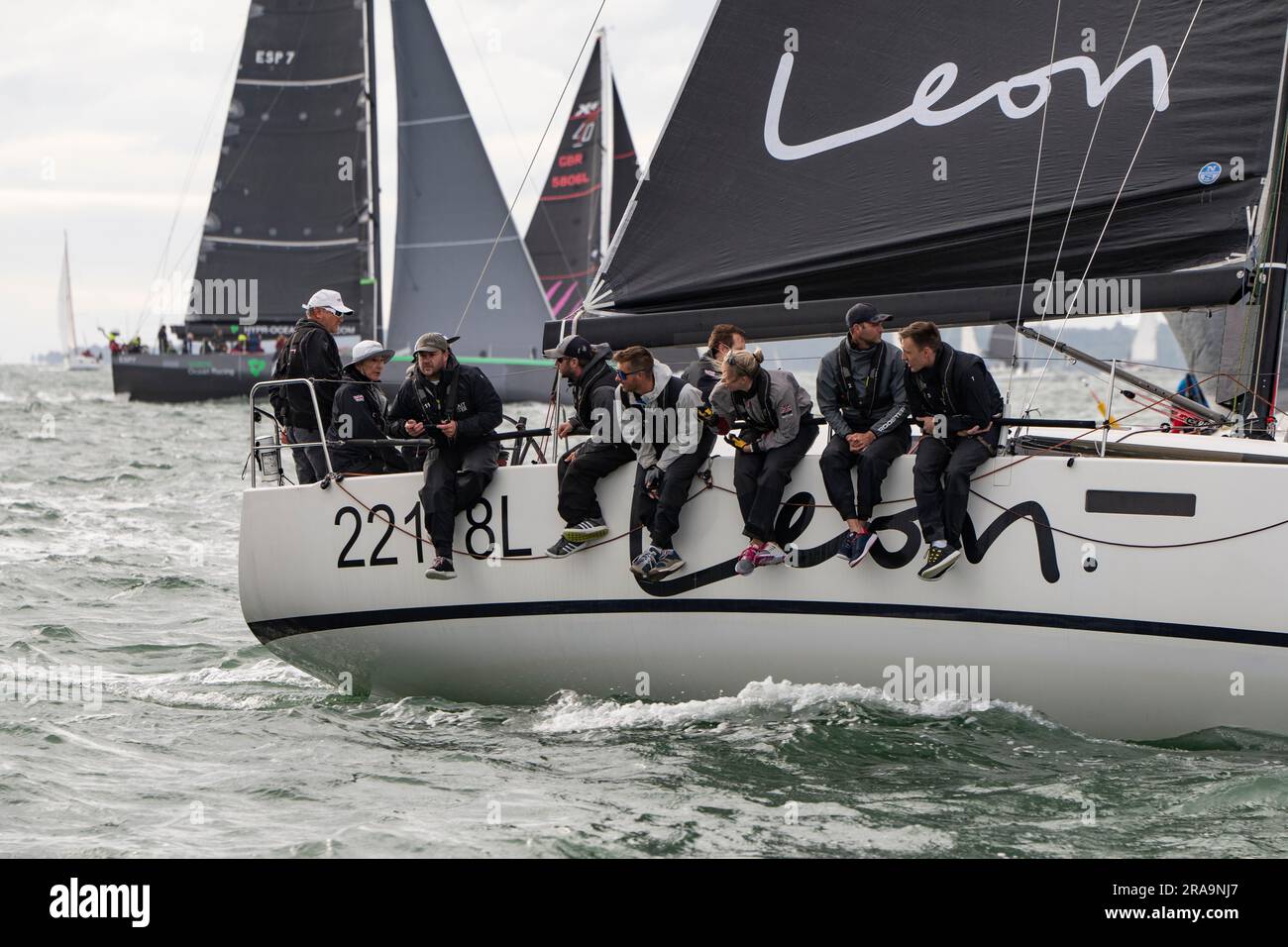 Crew of Sailing Yacht GBR22118L Leon on their way to a class victory at ...