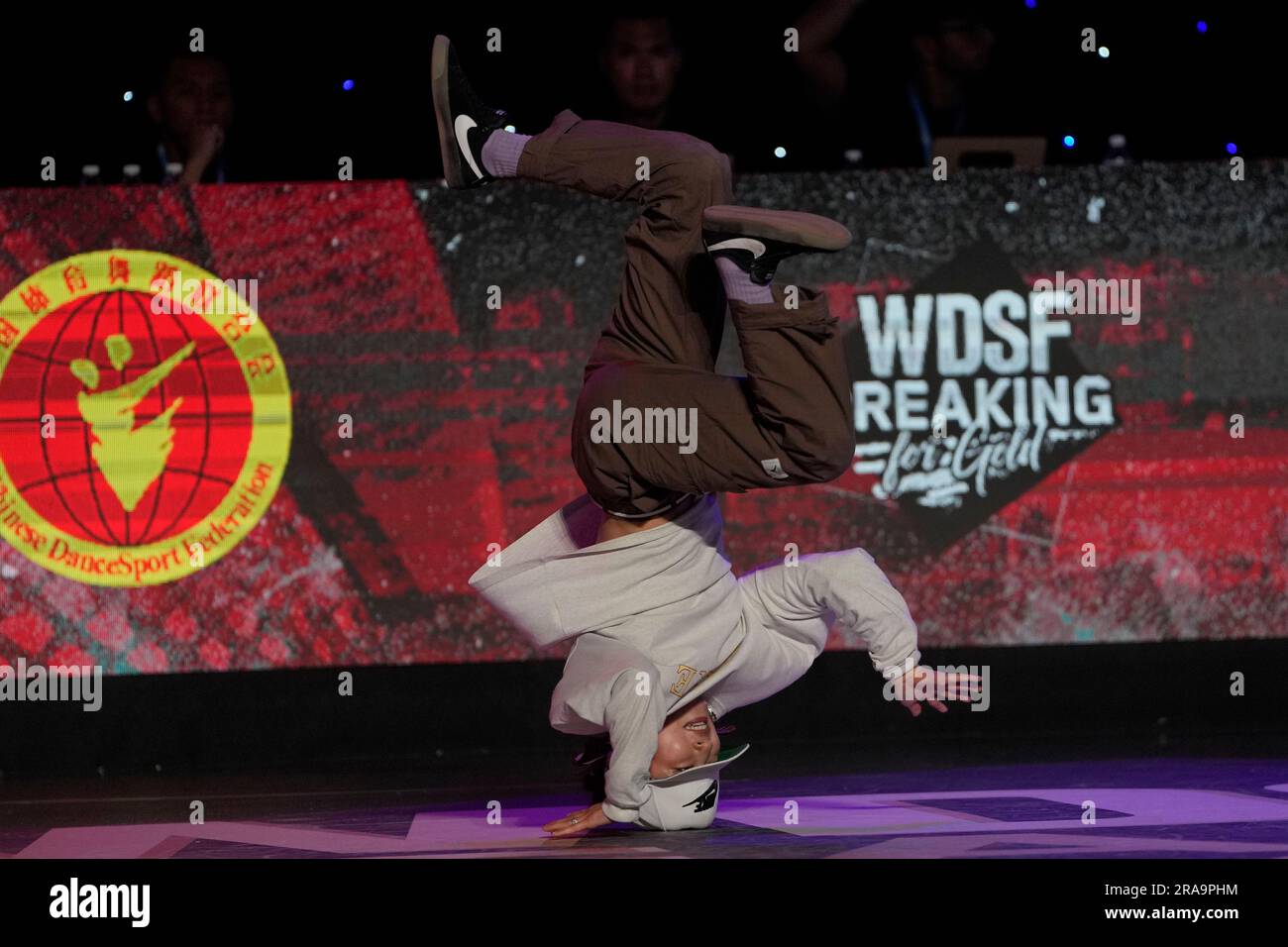 Japan's Ami competes in the final of the 1vs1 b-girl competition to ...