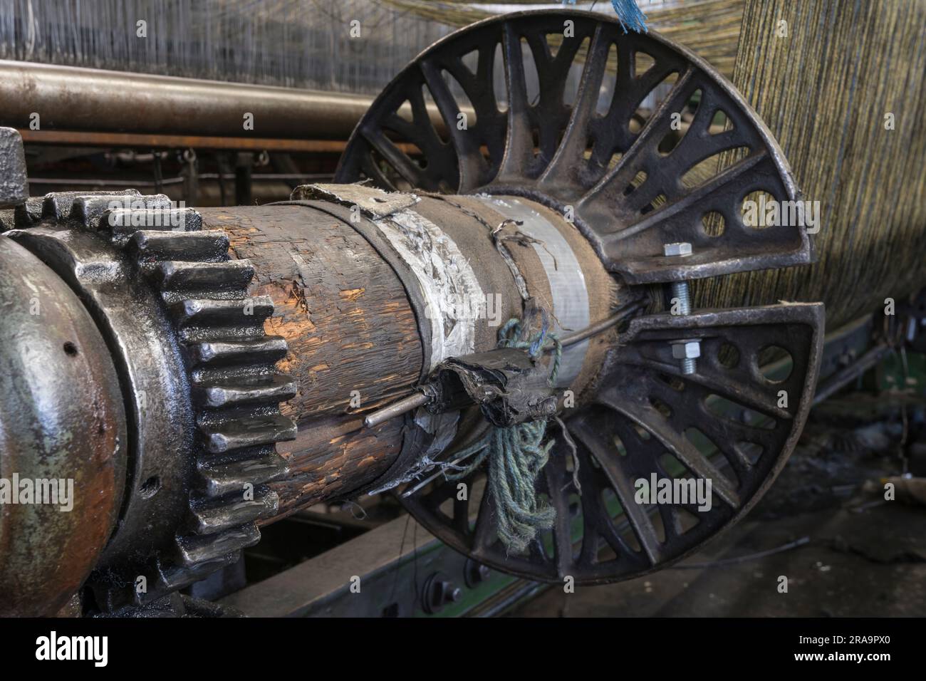 detail of a historic loom machine Stock Photo - Alamy