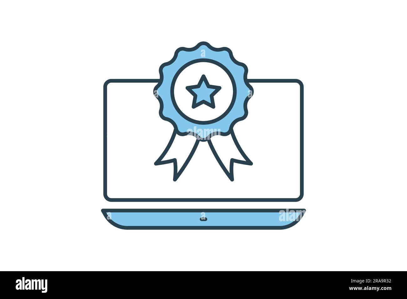 competition win icon. winner award ceremony, medal on the laptop. icon ...