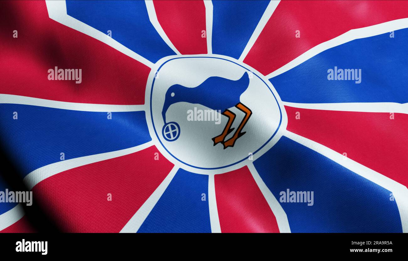 3D Illustration of a waving Palau state flag of Melekeok Stock Photo ...