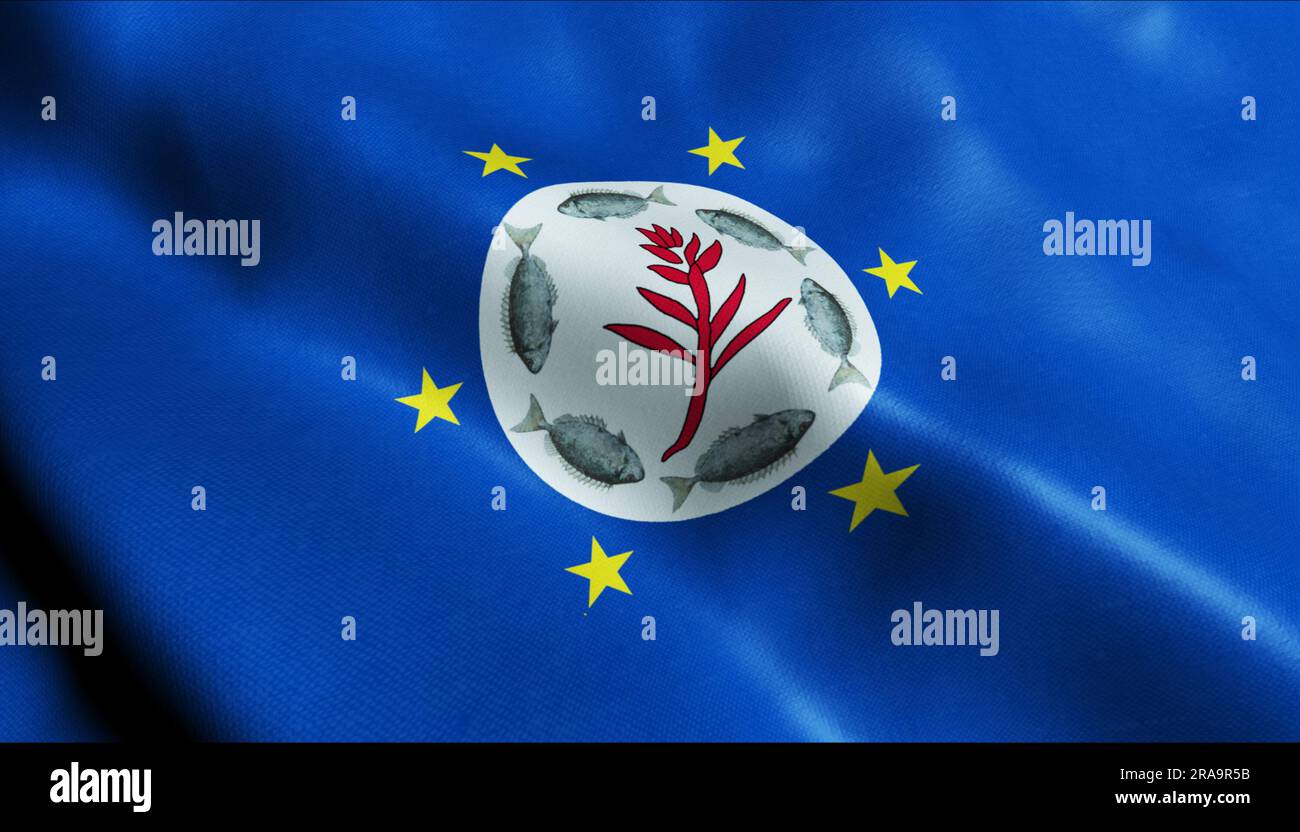 3D Illustration of a waving Palau state flag of Airai Stock Photo - Alamy