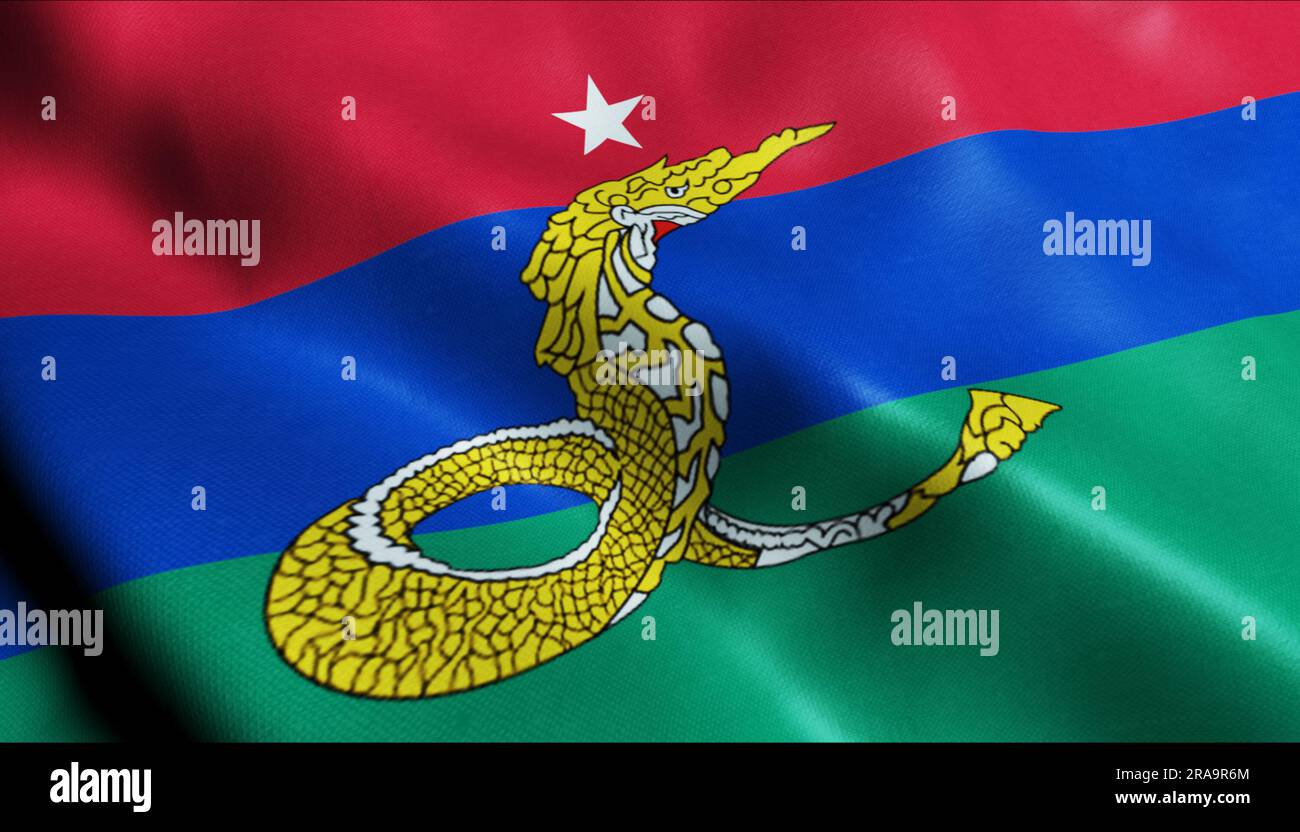 3D Illustration of a waving Myanmar province flag of Tanintharyi Stock Photo - Alamy