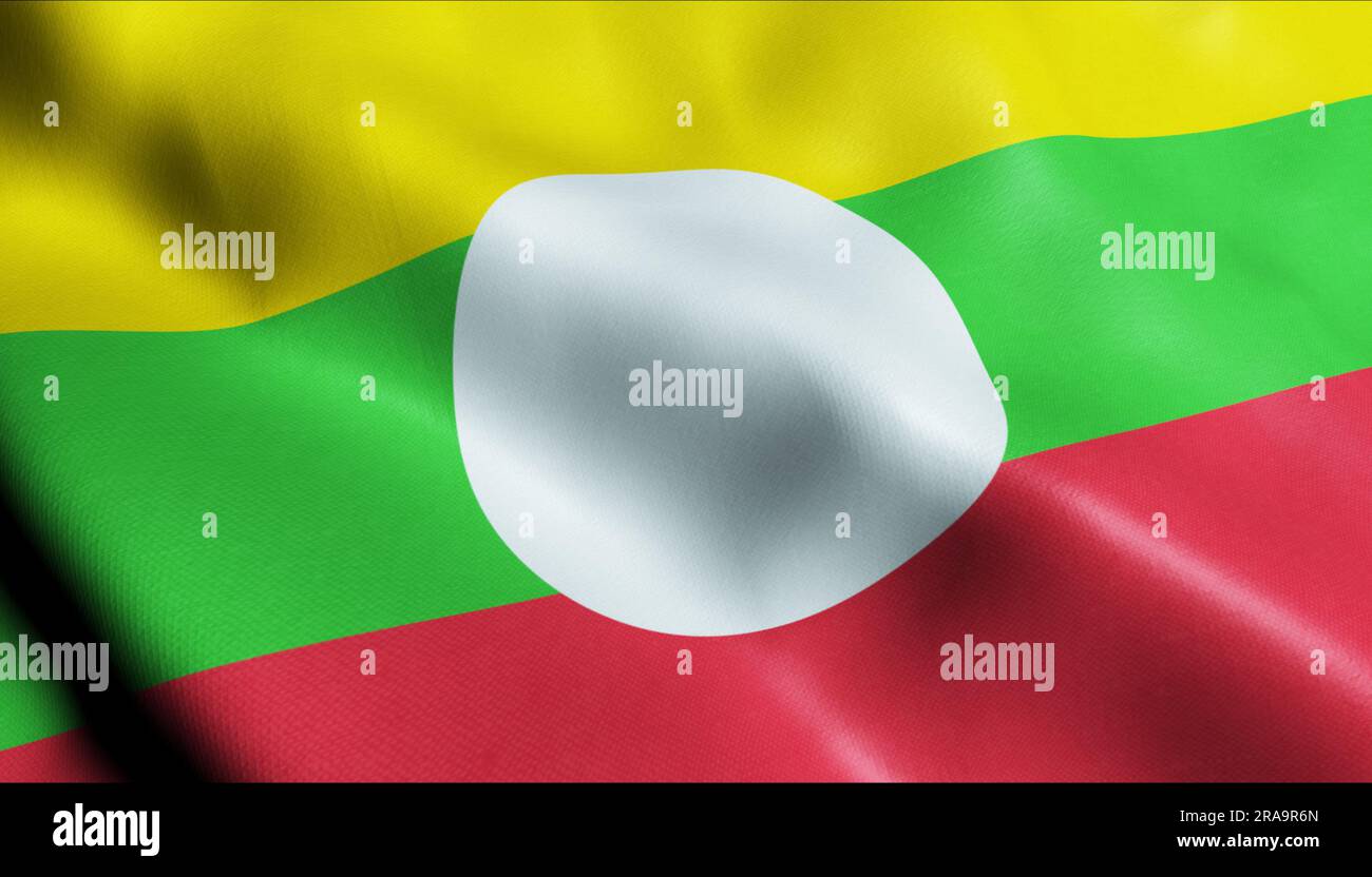 3D Illustration of a waving Myanmar province flag of Shan Stock Photo ...