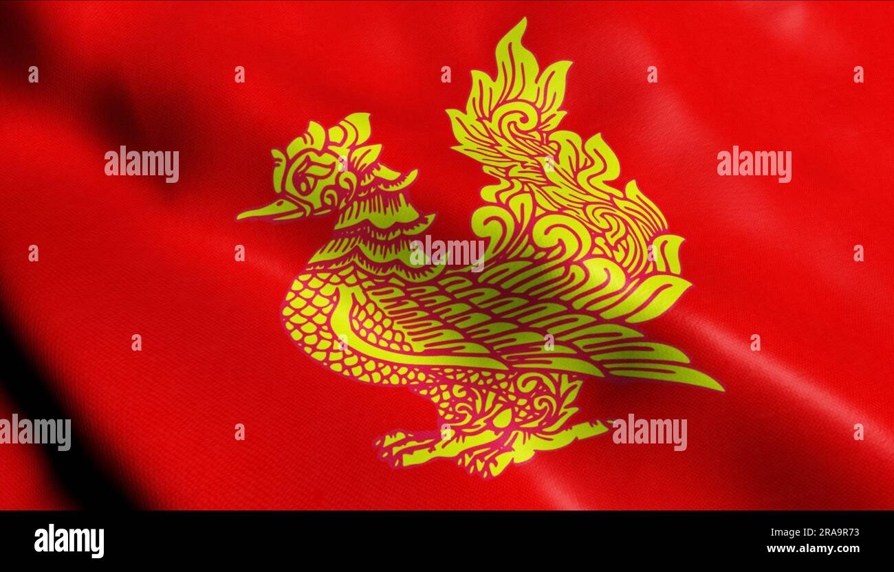 3D Illustration of a waving Myanmar province flag of Mon Stock Photo ...