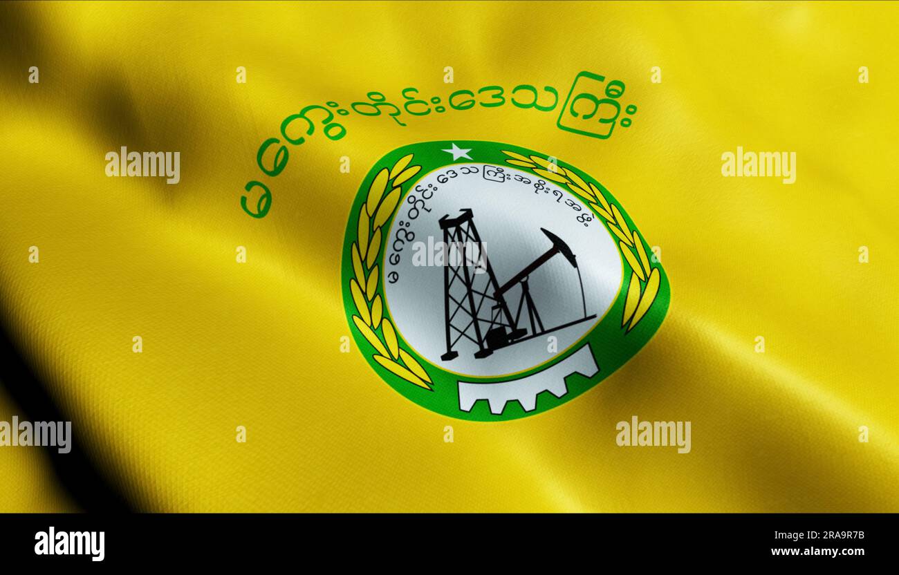 3D Illustration of a waving Myanmar province flag of Magway Stock Photo ...