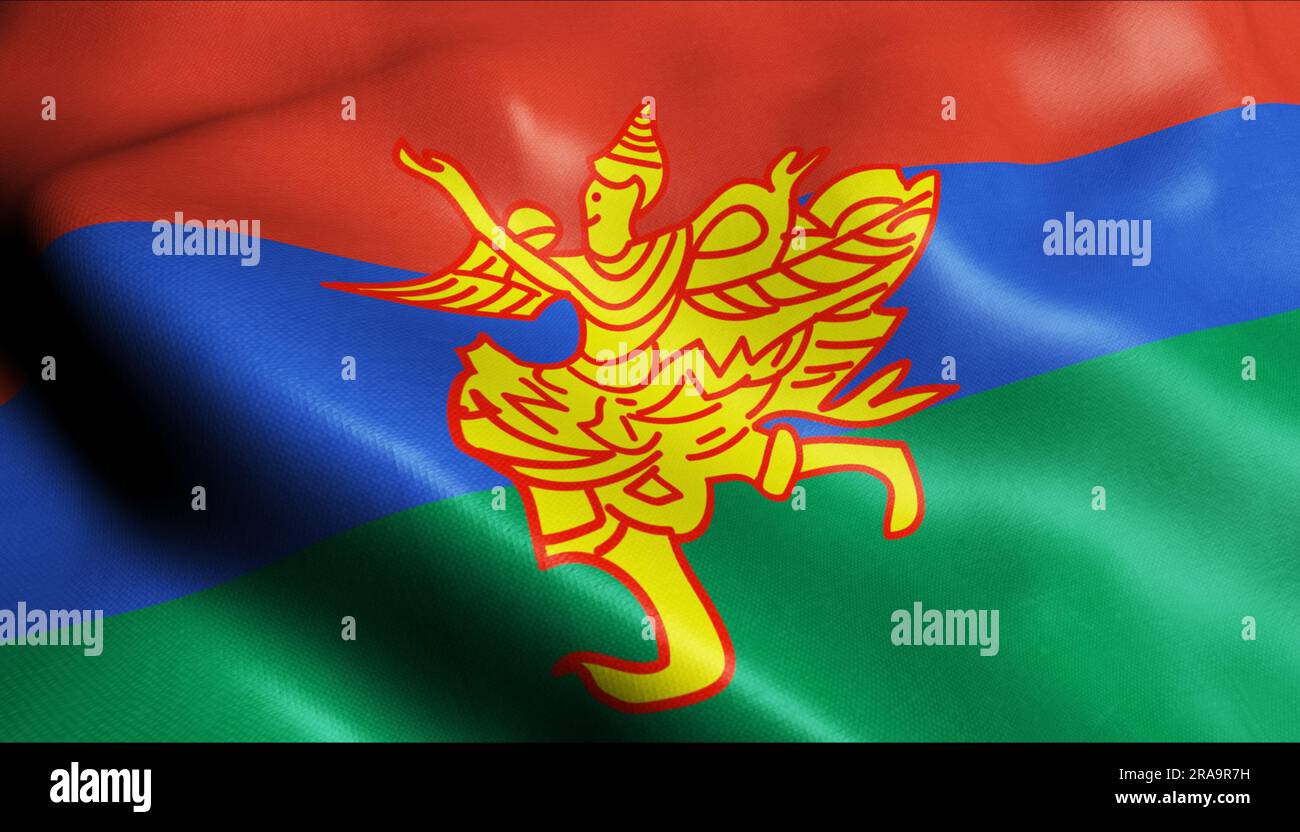 3D Illustration of a waving Myanmar province flag of Kayah Stock Photo ...