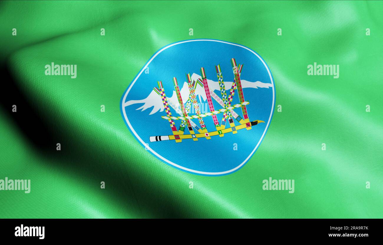 3D Illustration of a waving Myanmar province flag of Kachin Stock Photo ...