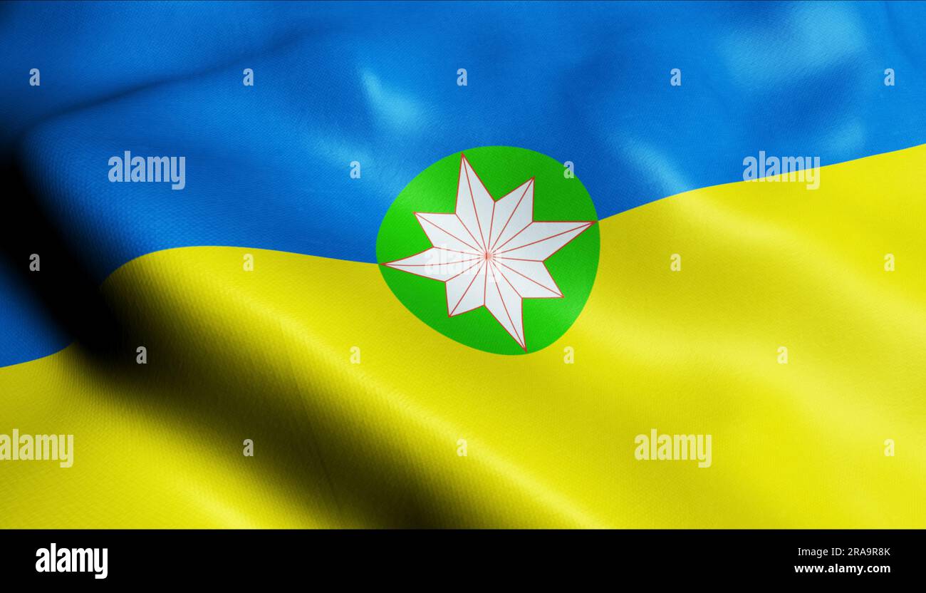 3D Illustration of a waving Myanmar province flag of Danu Self ...