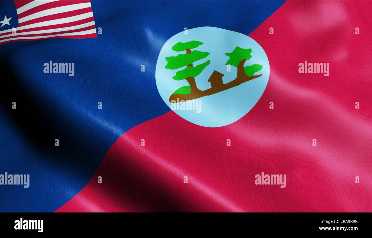 3D Illustration of a waving Liberia county flag of Montserrado Stock ...