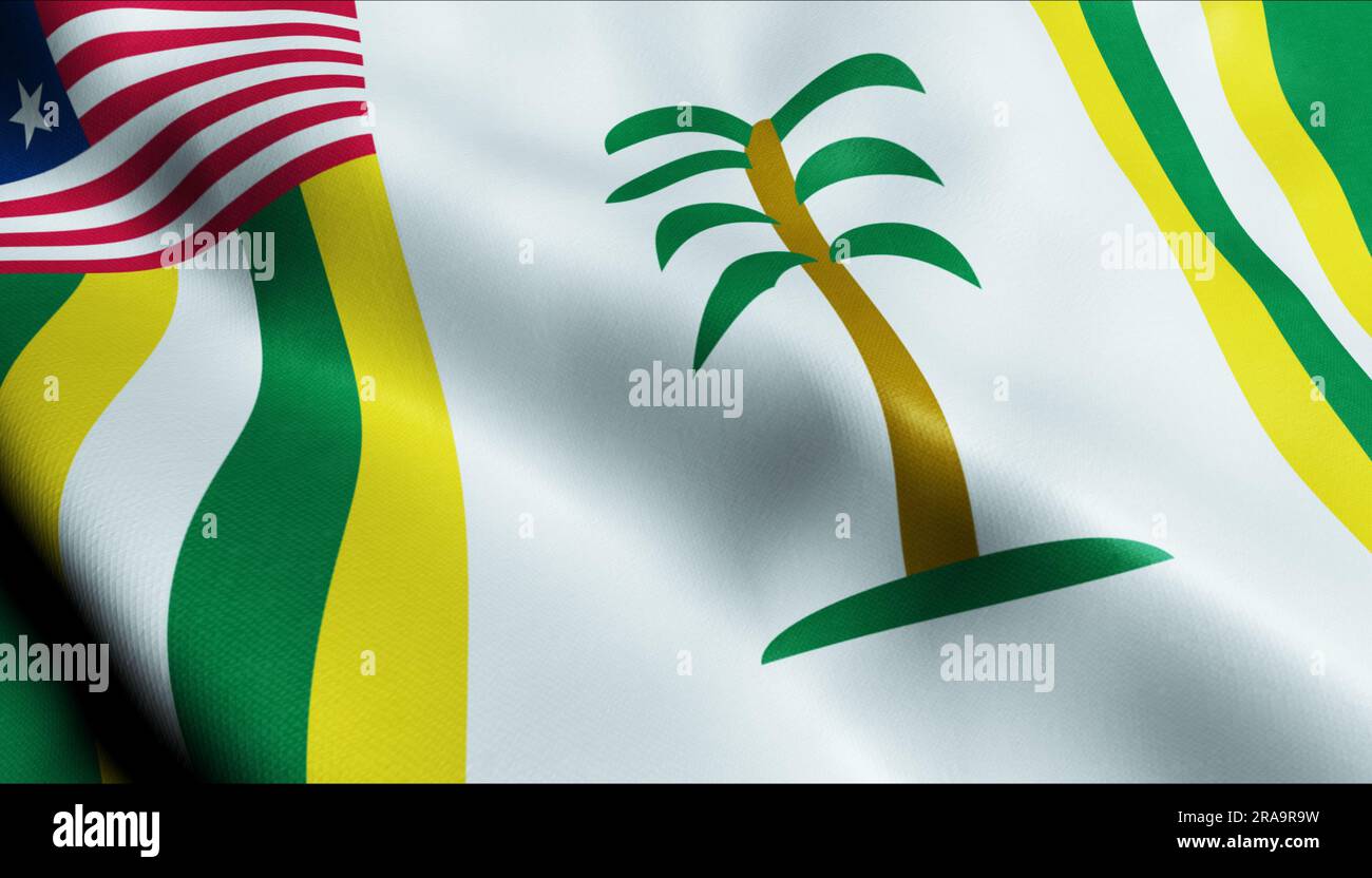 3D Illustration of a waving Liberia county flag of Grand Kru Stock ...