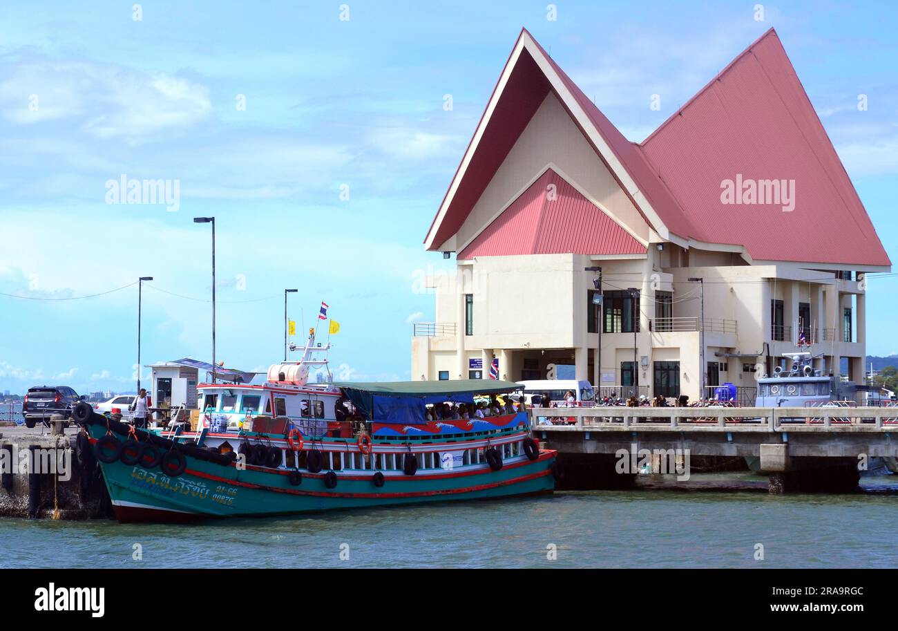 Ferry moored at Koh Loy, a small floating island, connected to the ...