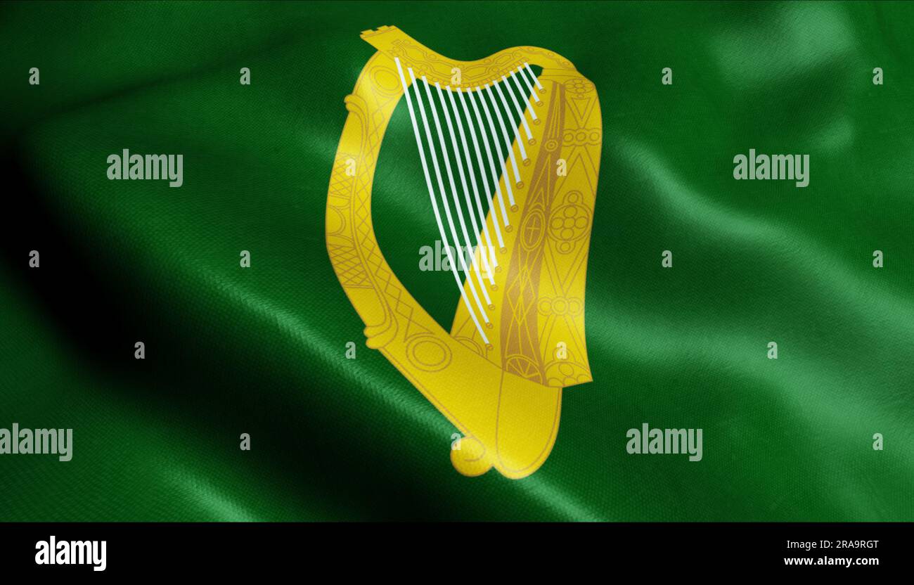 3D Illustration of a waving Ireland province flag of Leinster Stock ...