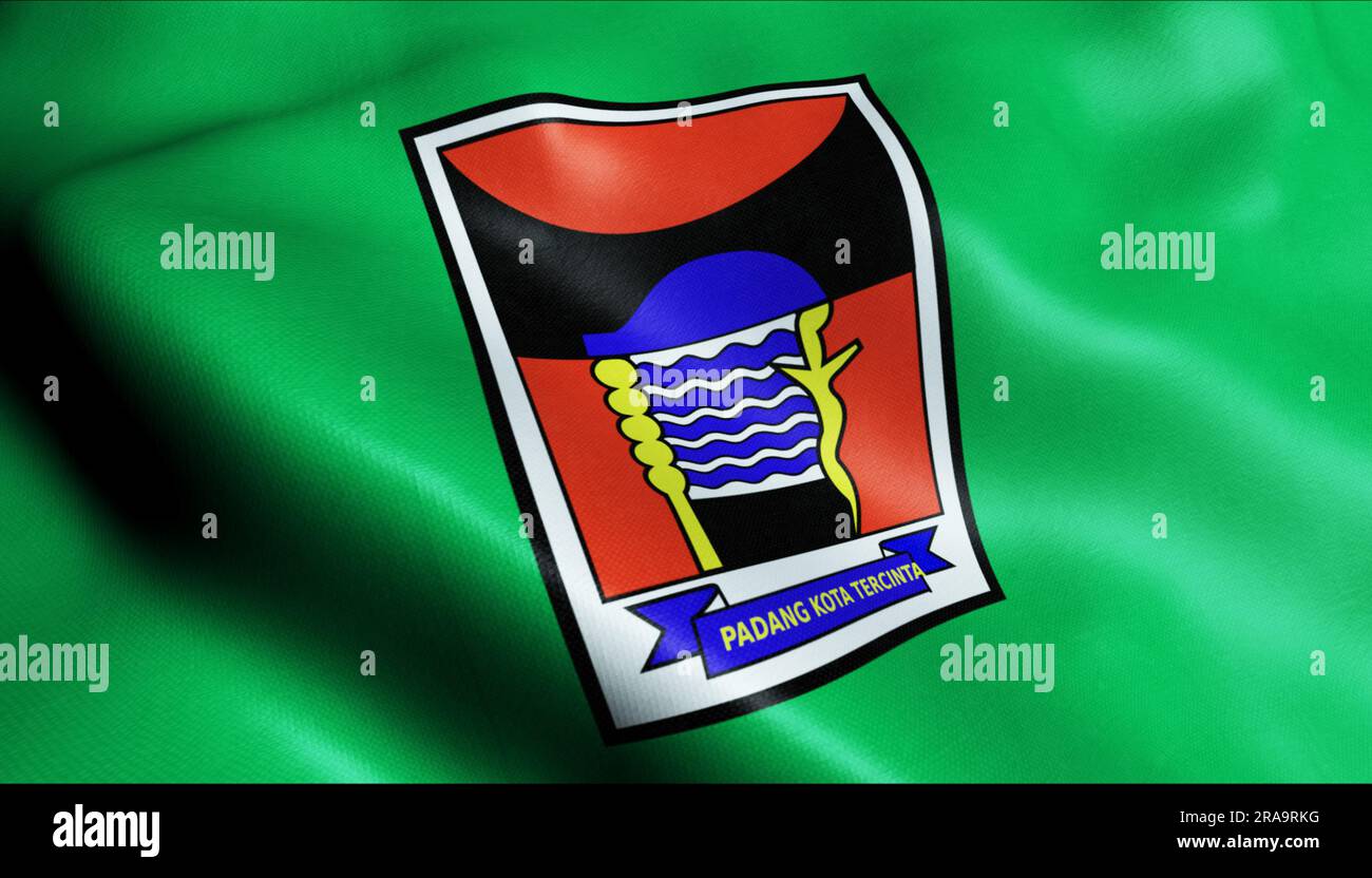 3D Illustration of a waving Indonesia city flag of Padang Stock Photo ...