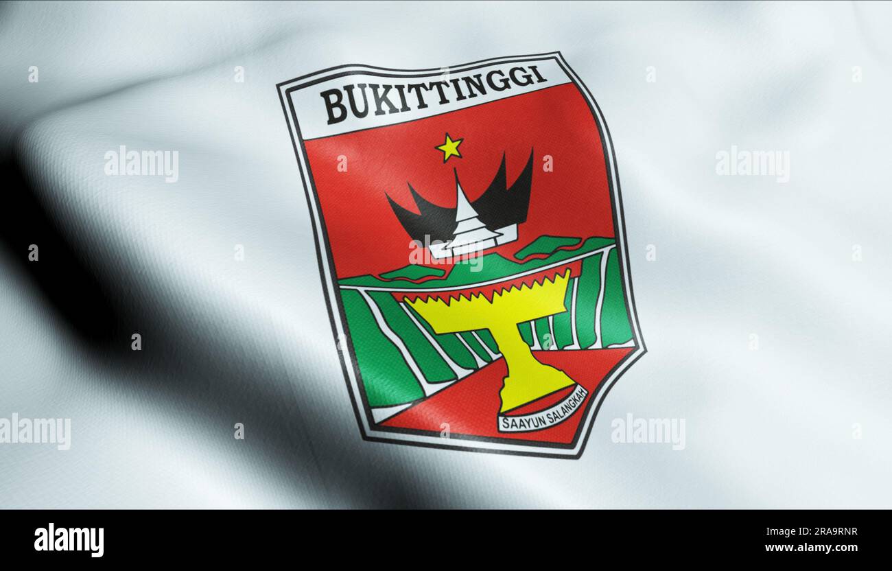 3D Illustration of a waving Indonesia city flag of Bukittinggi Stock ...