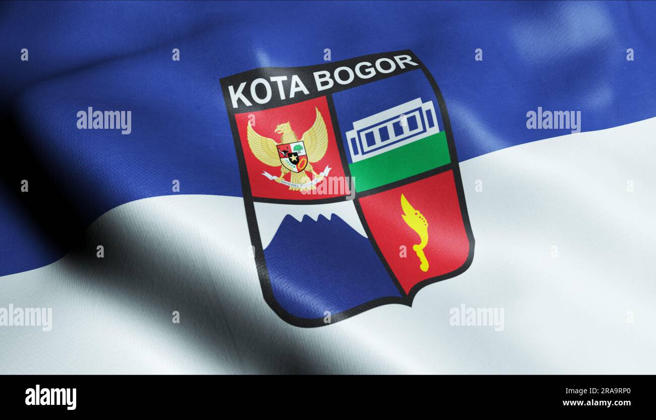 3D Illustration of a waving Indonesia city flag of Bogor Stock Photo ...