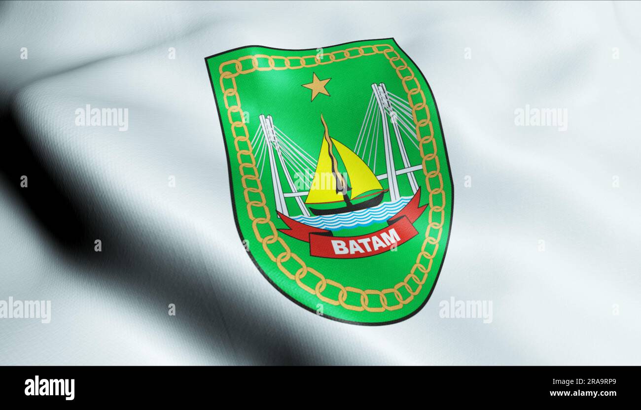 3D Illustration of a waving Indonesia city flag of Batam Stock Photo ...