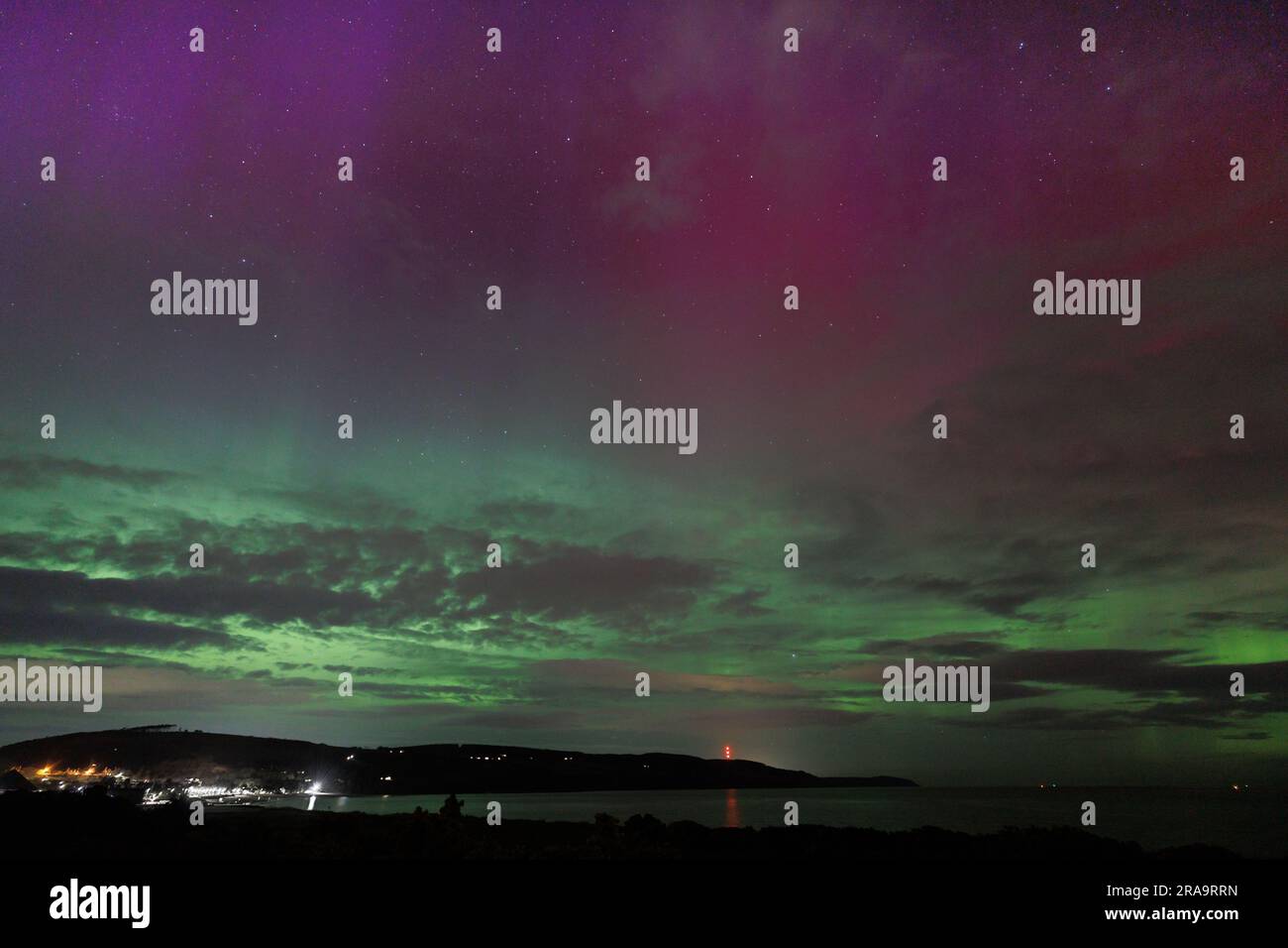 The Northern Lights (Aurora borealis) over the Scottish Highlands Stock ...