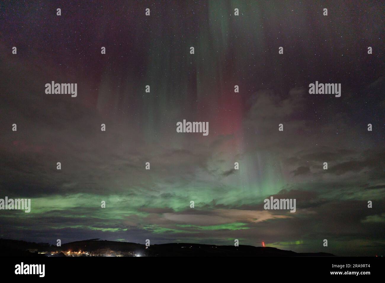 The Northern Lights (Aurora borealis) over the Scottish Highlands Stock ...