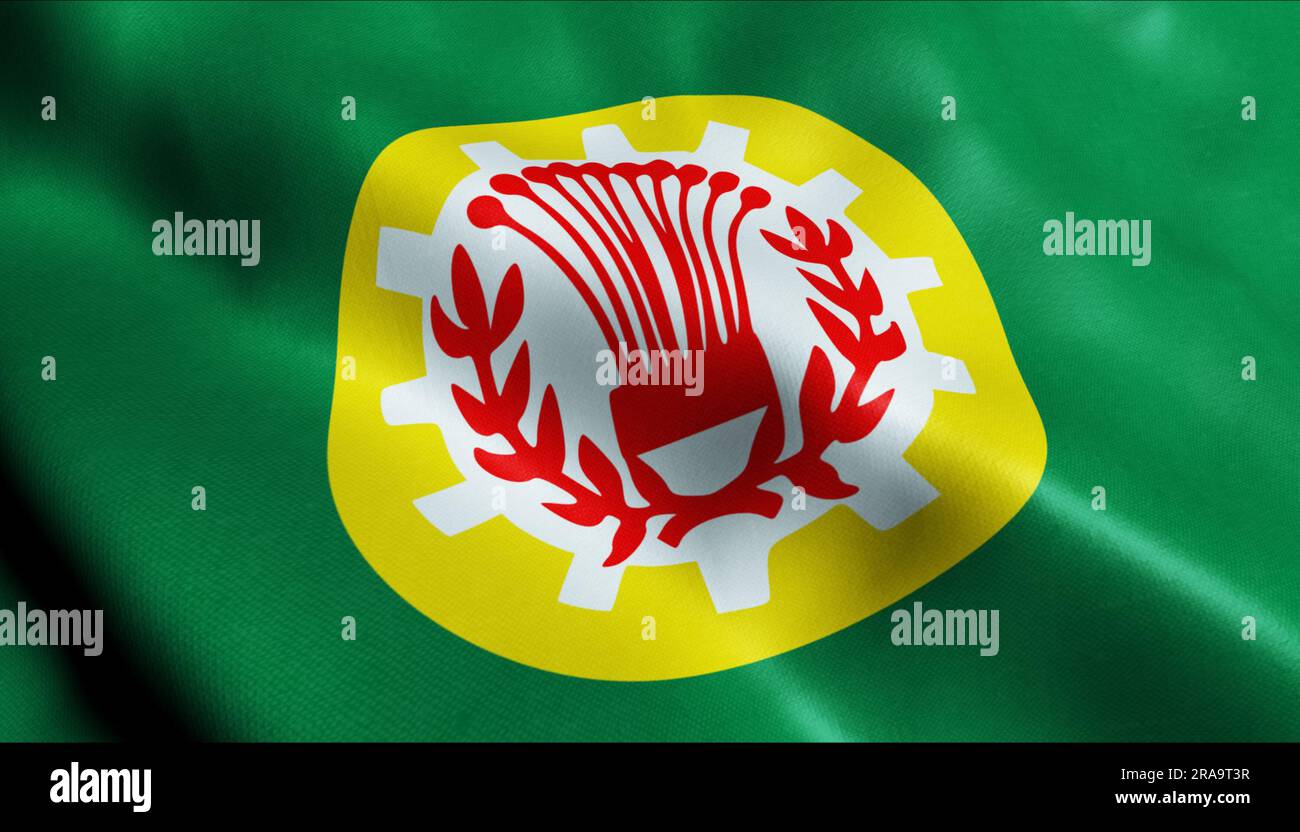 3D Illustration of a waving Egypt city flag of El Matareya Stock Photo ...