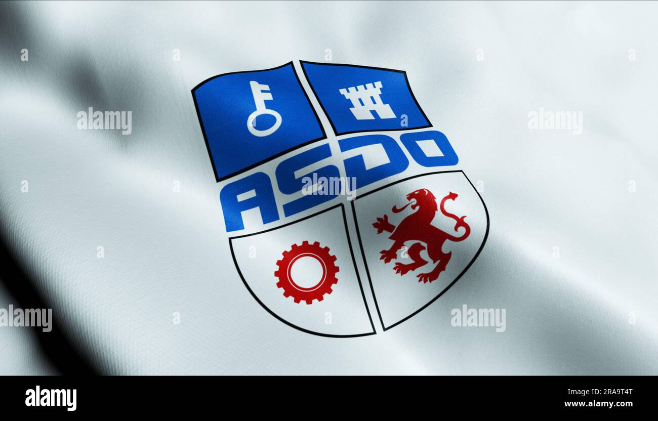 3D Illustration of Dominican Republic city flag of Santo Domingo Oeste ...