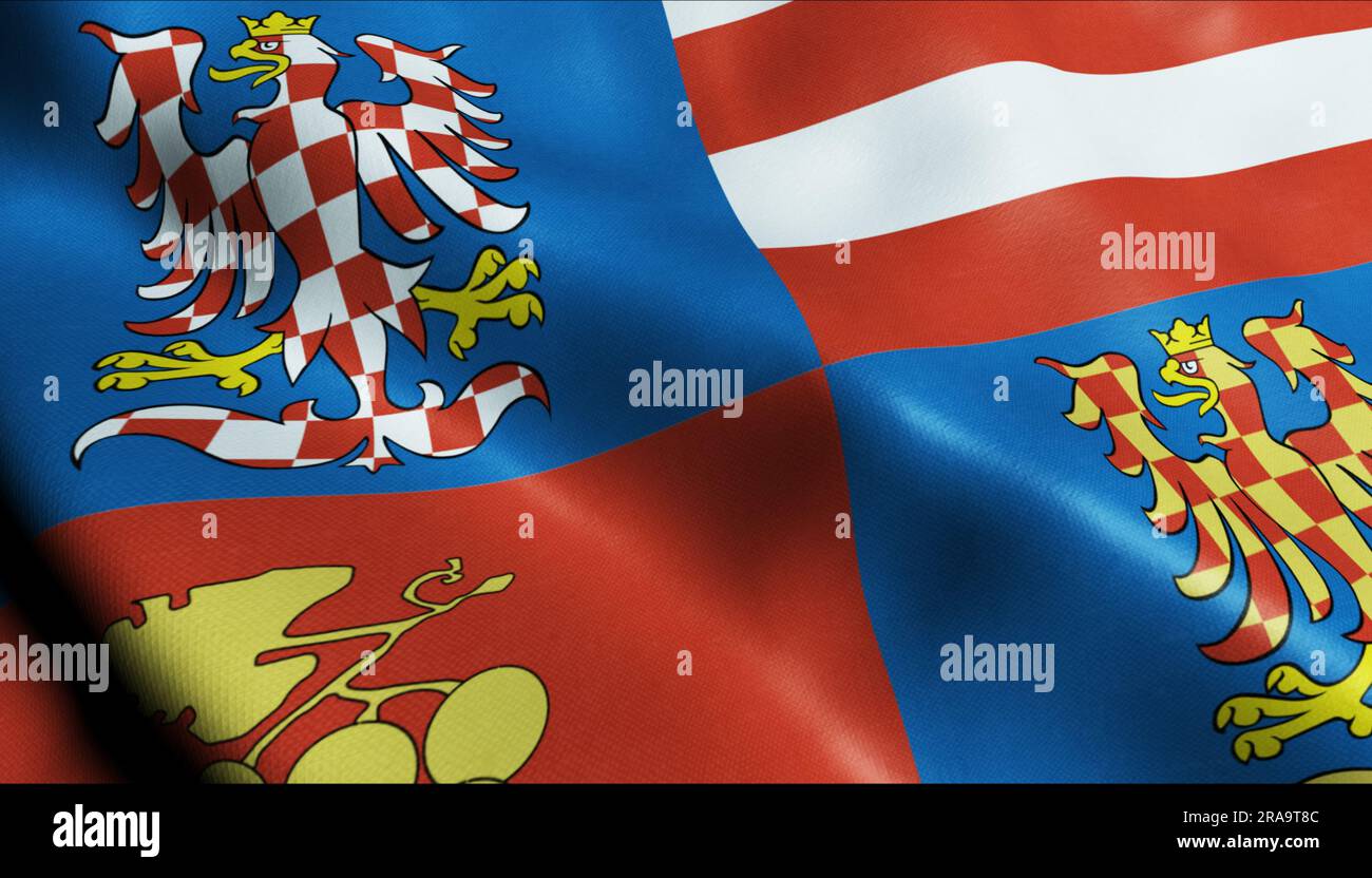 3D Illustration of a waving Czech region flag of South Moravian Stock ...