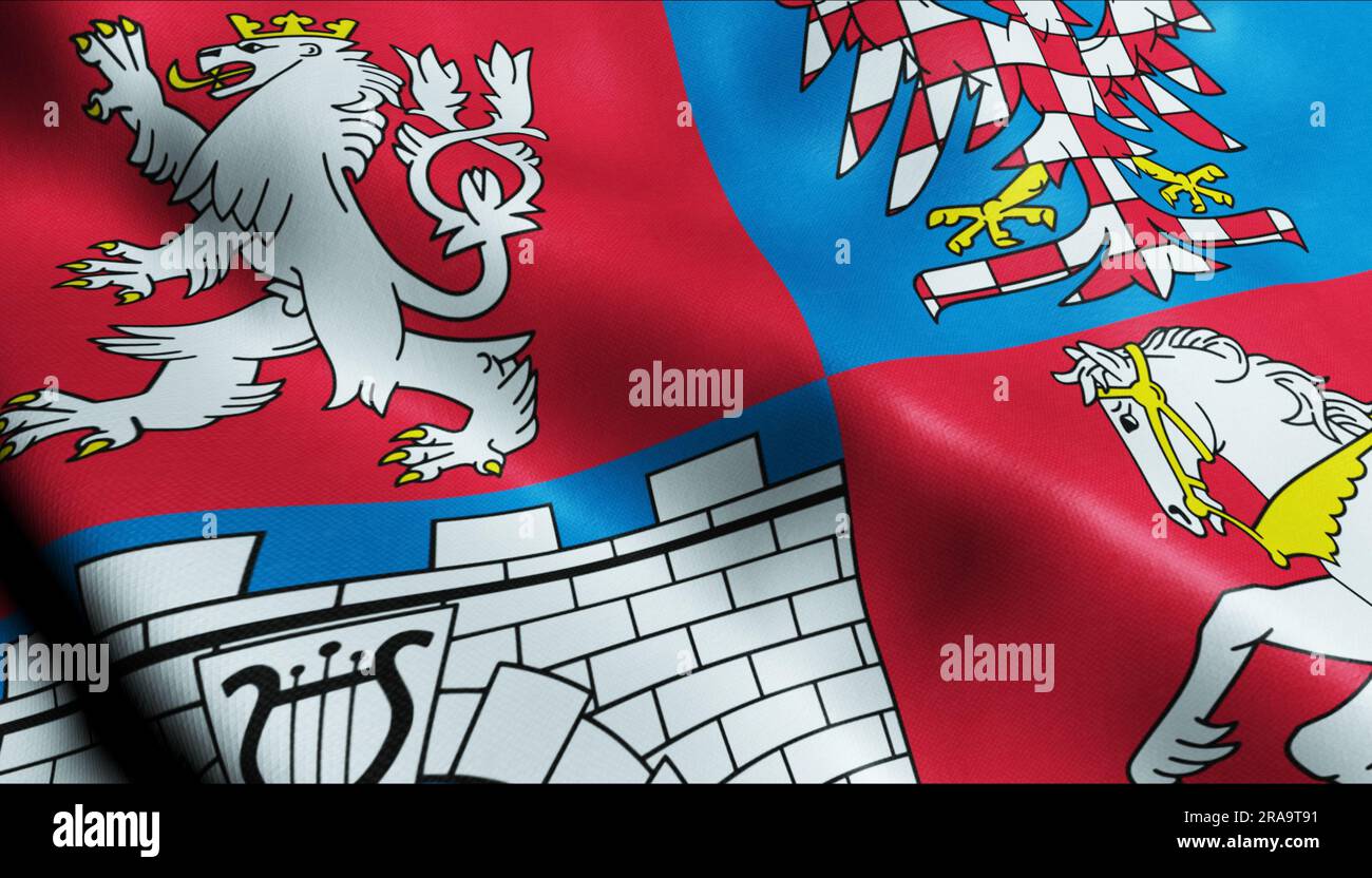 3D Illustration of a waving Czech region flag of Pardubice Stock Photo ...