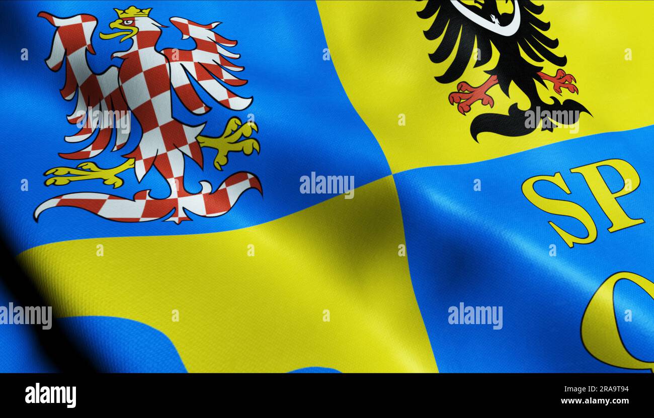 3D Illustration of a waving Czech region flag of Olomouc Stock Photo ...