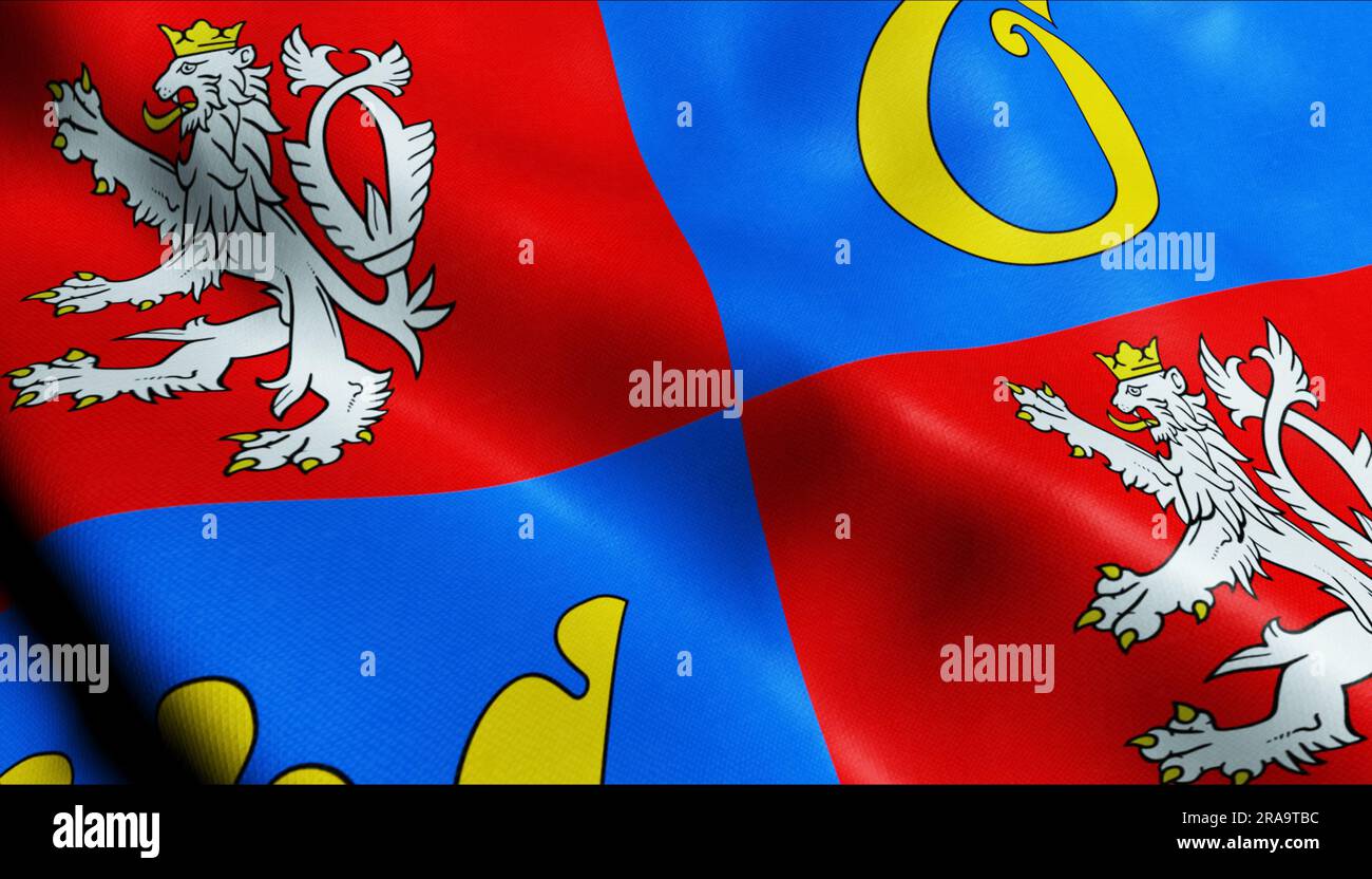 3D Illustration of a waving Czech region flag of Hradec Kralove Stock ...