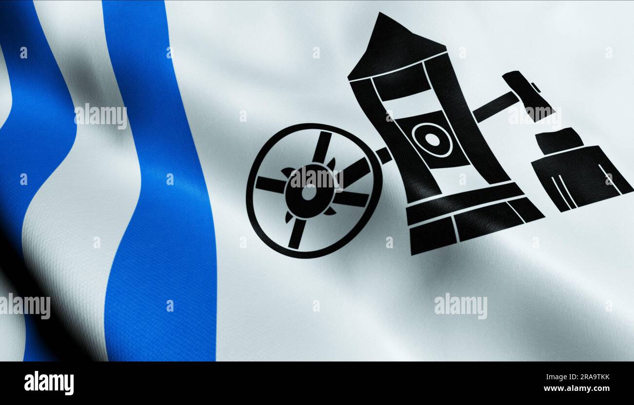 3D Illustration of a waving Czech city flag of Velke Hamry Stock Photo ...