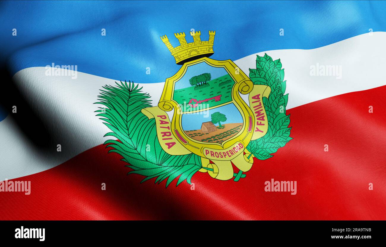 3D Illustration of a waving Cuba city flag of Santa Clara Stock Photo ...