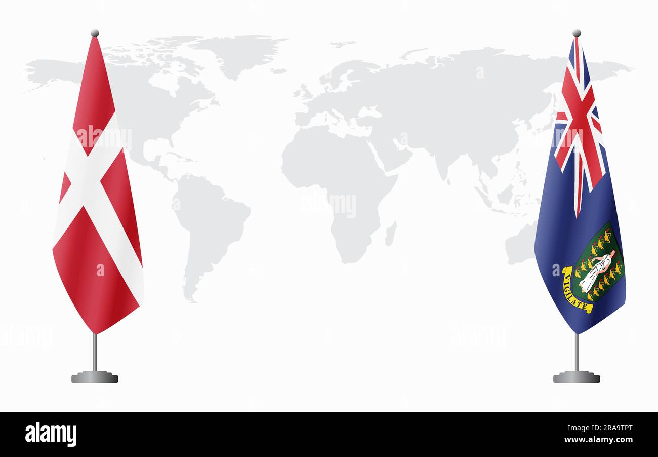 Denmark and British Virgin Islands flags for official meeting against ...