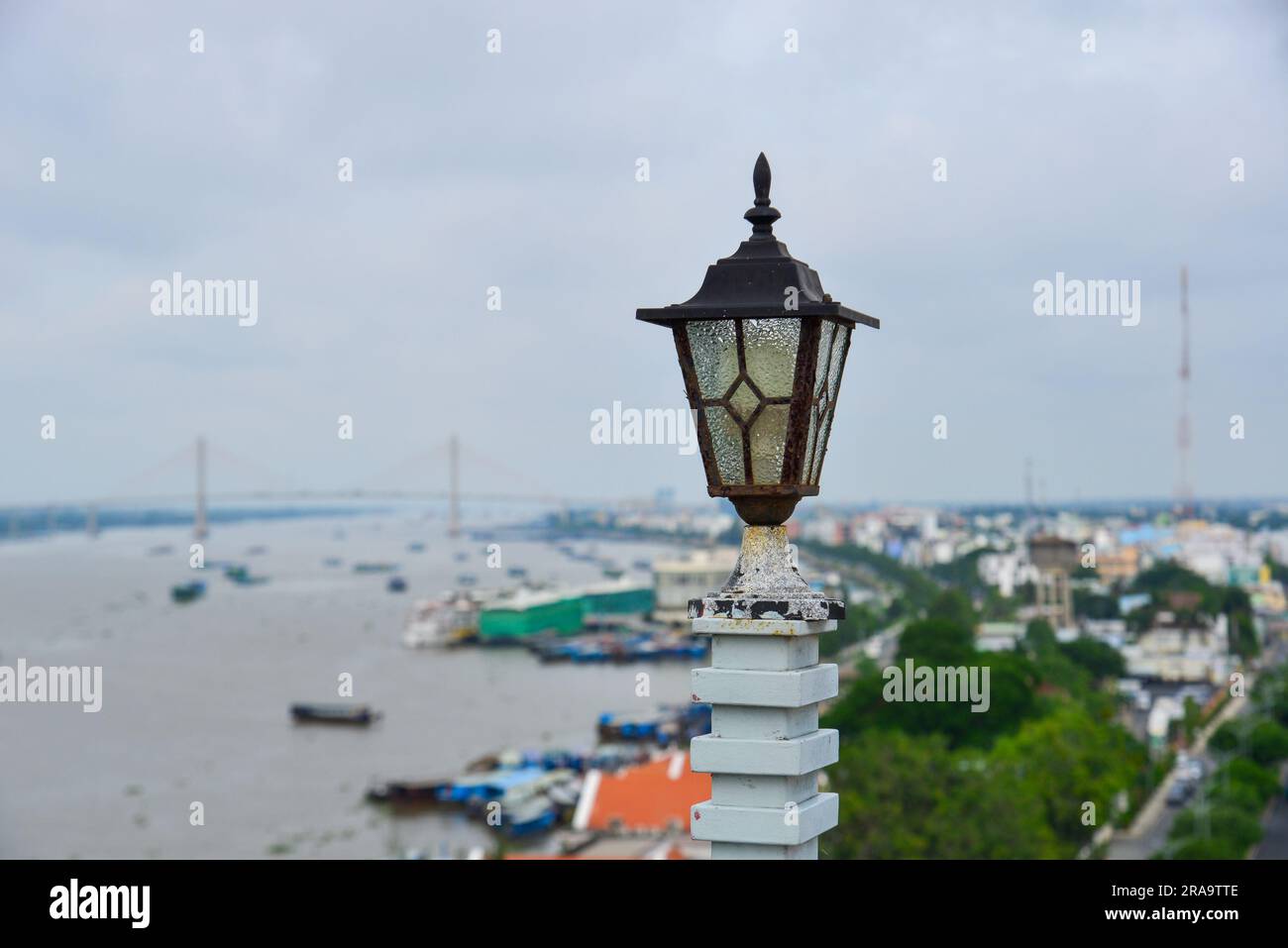 Decorative lamp post with the river in the background Stock Photo - Alamy