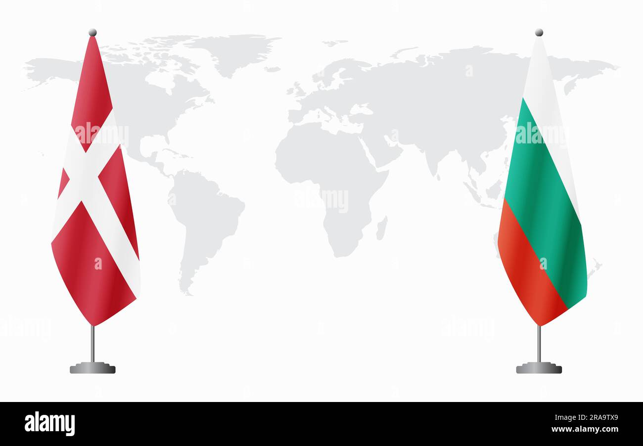 Denmark and Bulgaria flags for official meeting against background of ...