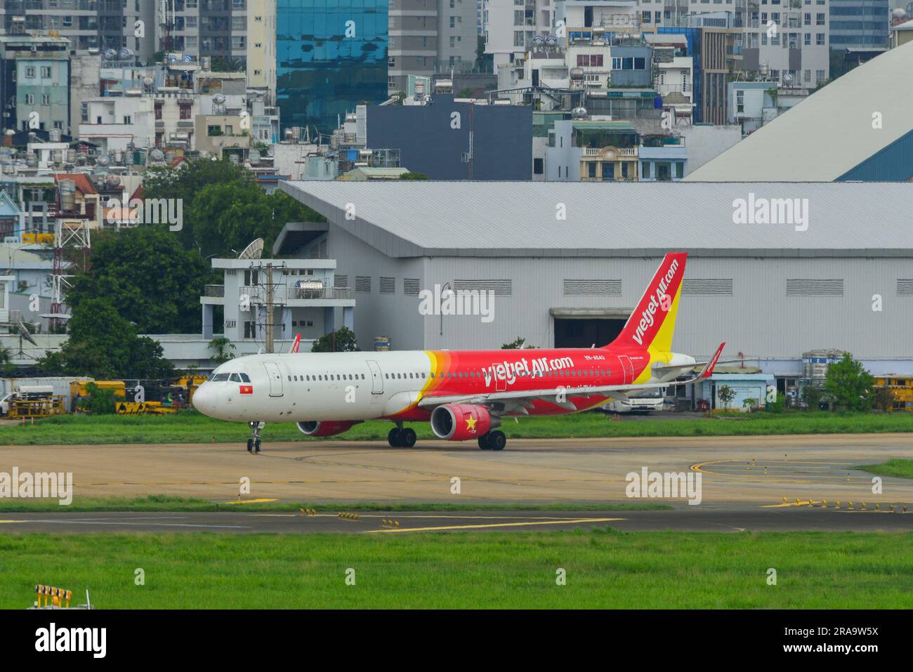 Saigon, Vietnam - Jun 28, 2023. VN-A643 VietJetAir Airbus A321 taxiing ...